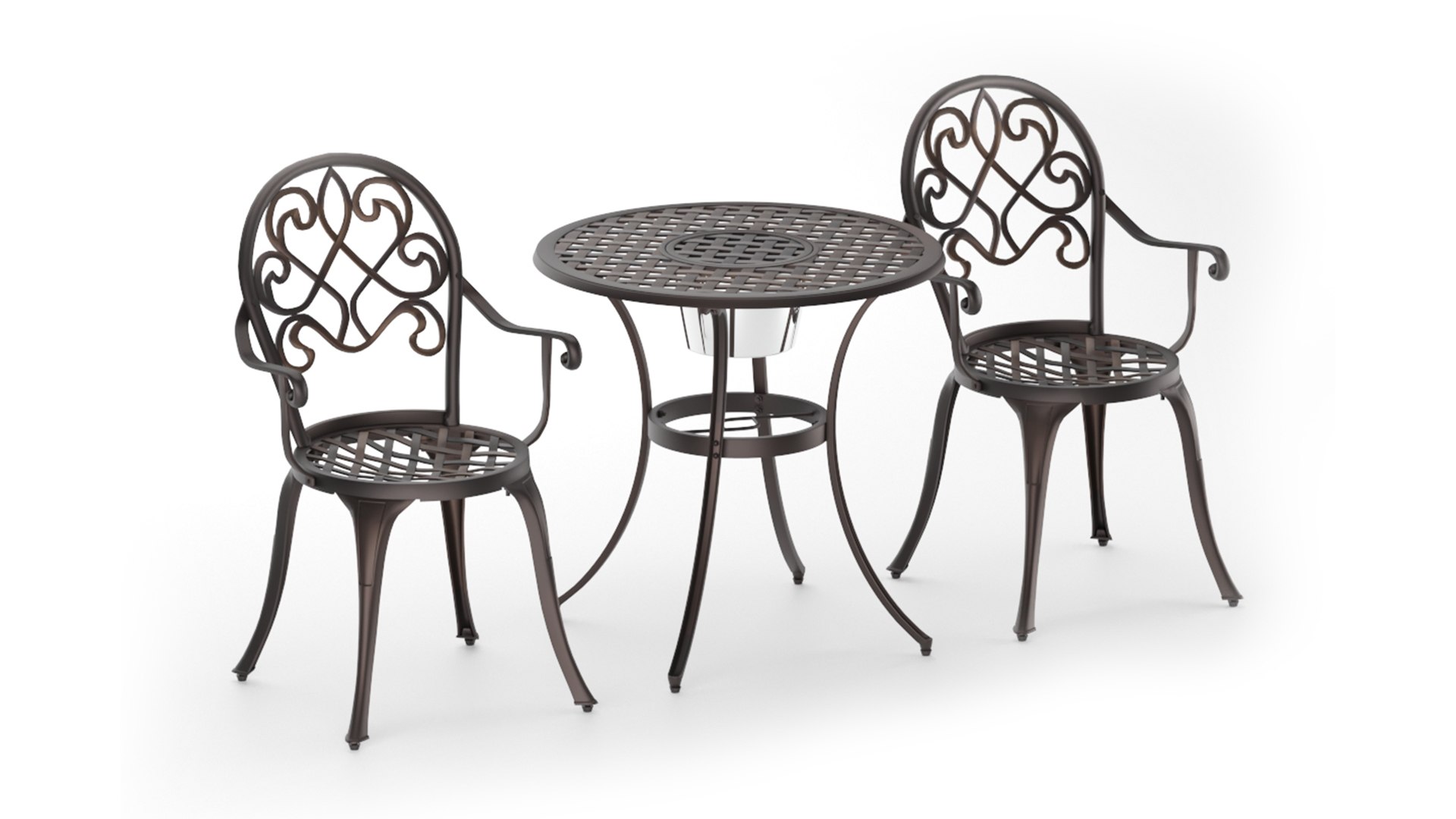 Outdoor 3 Piece Patio Bistro Set Of Table And Chairs 3D Model ...