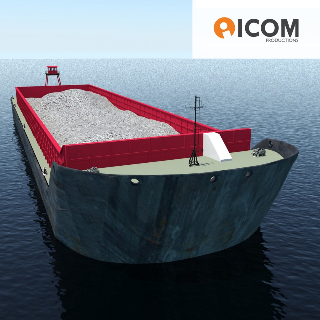3d Obj Barge Loaded Sand