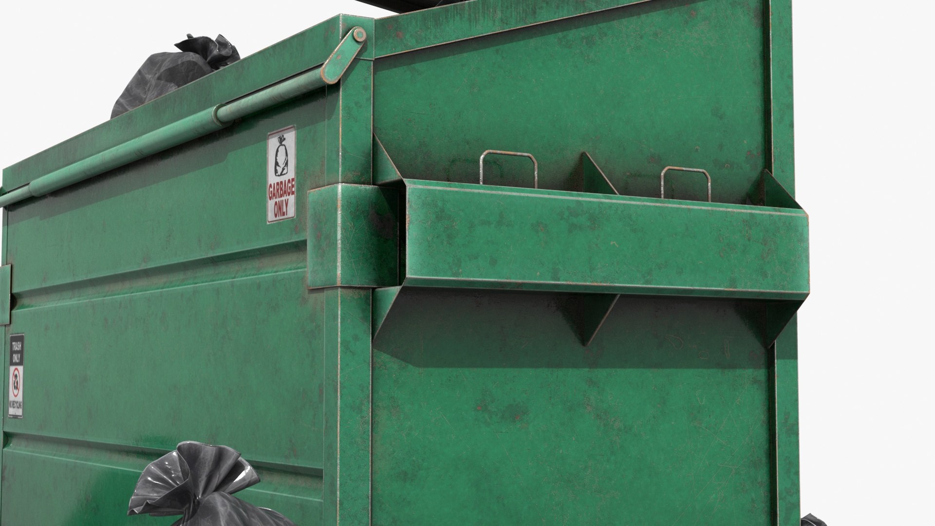 3D Model Garbage Dumpster With Garbage Bag 4 COLORS - TurboSquid 2247045