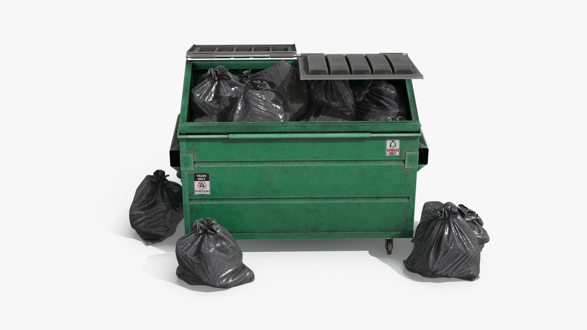 3D Model Garbage Dumpster With Garbage Bag 4 COLORS - TurboSquid 2247045