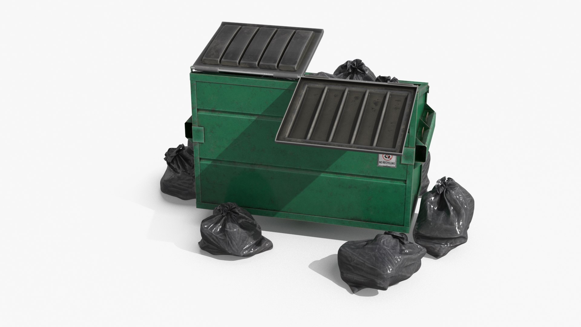 3D Model Garbage Dumpster With Garbage Bag 4 COLORS - TurboSquid 2247045