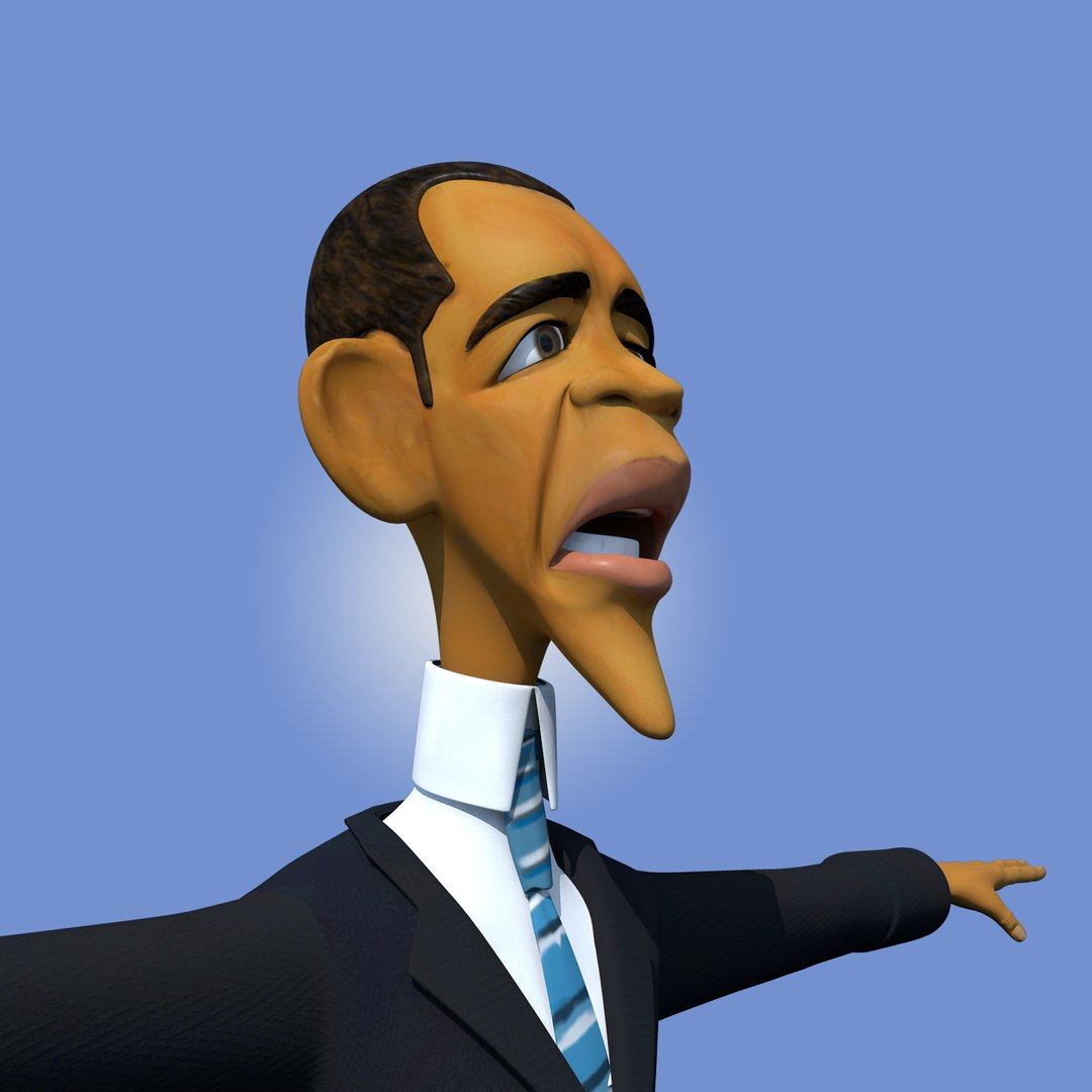 cartoon caricature barack obama 3d obj
