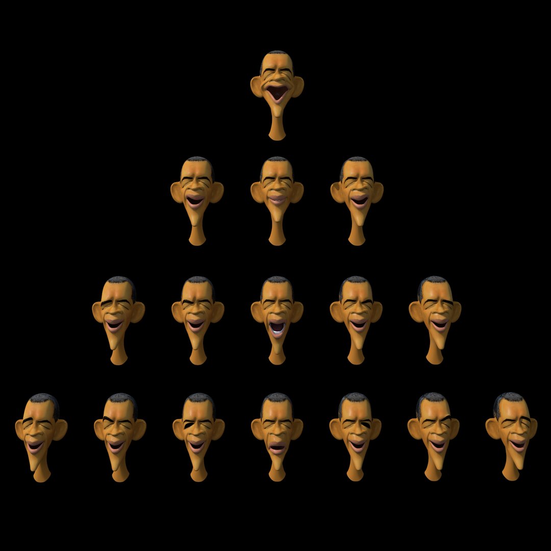 cartoon caricature barack obama 3d obj