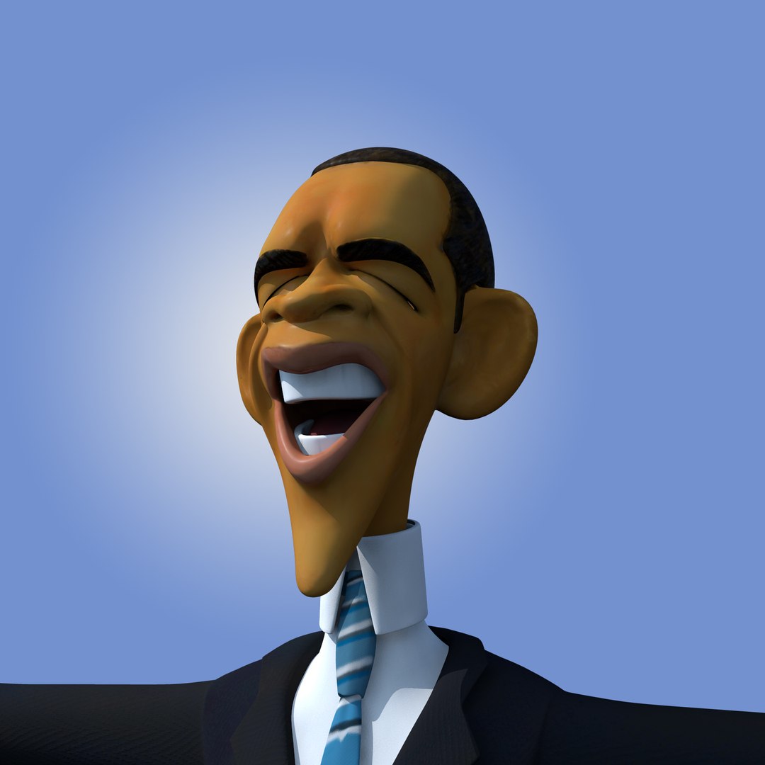 cartoon caricature barack obama 3d obj