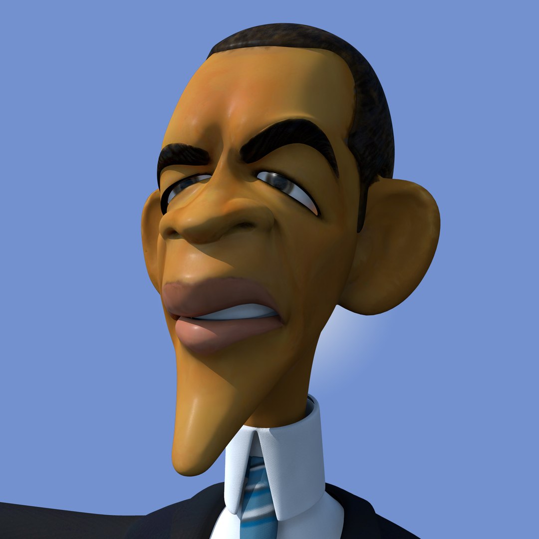 cartoon caricature barack obama 3d obj