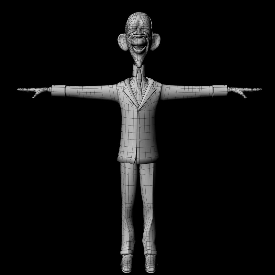 cartoon caricature barack obama 3d obj