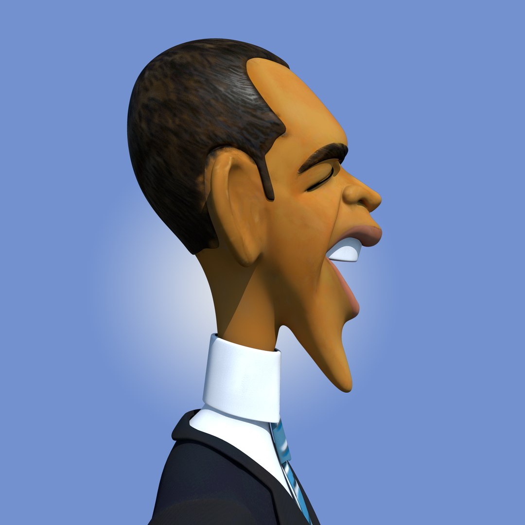 cartoon caricature barack obama 3d obj