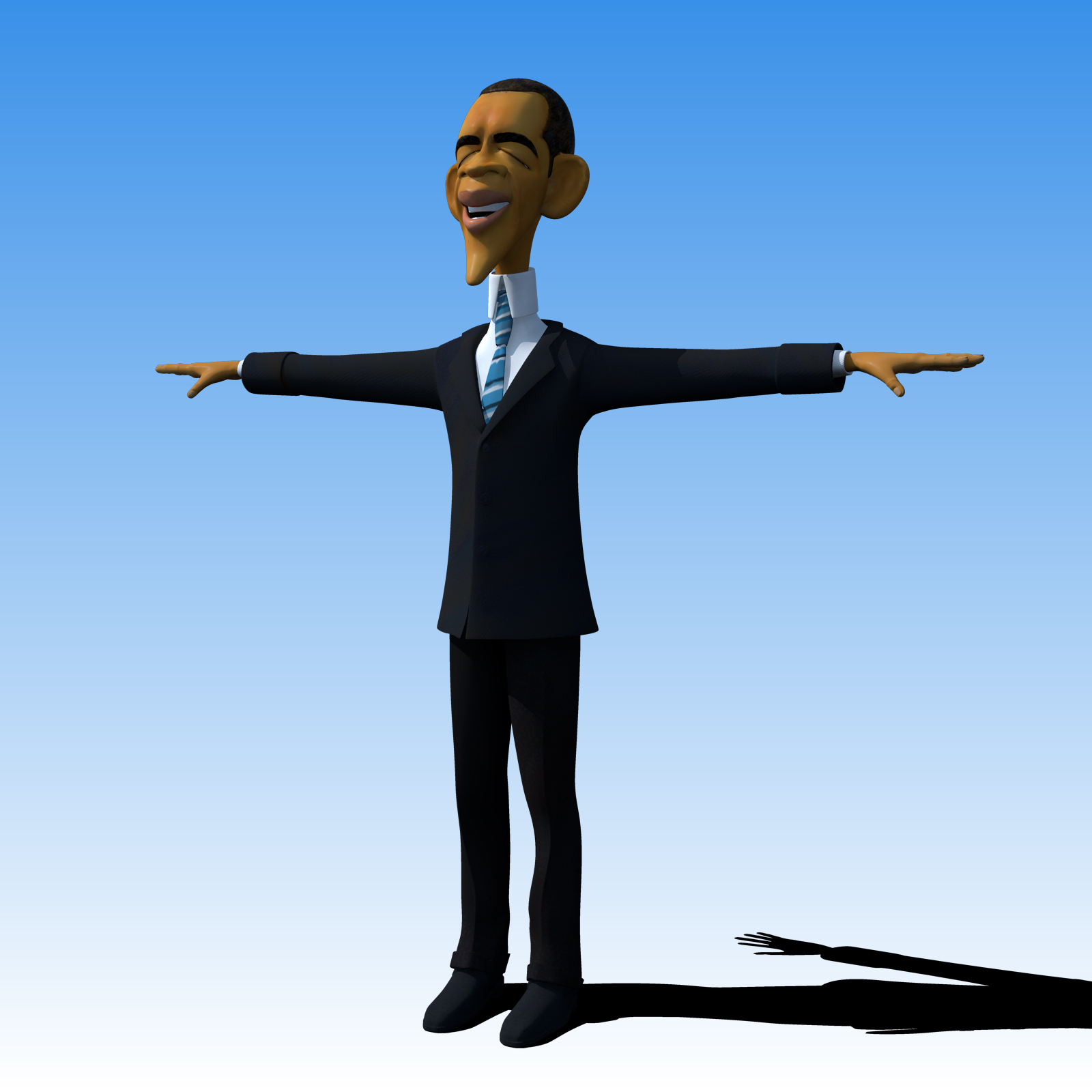 cartoon caricature barack obama 3d obj