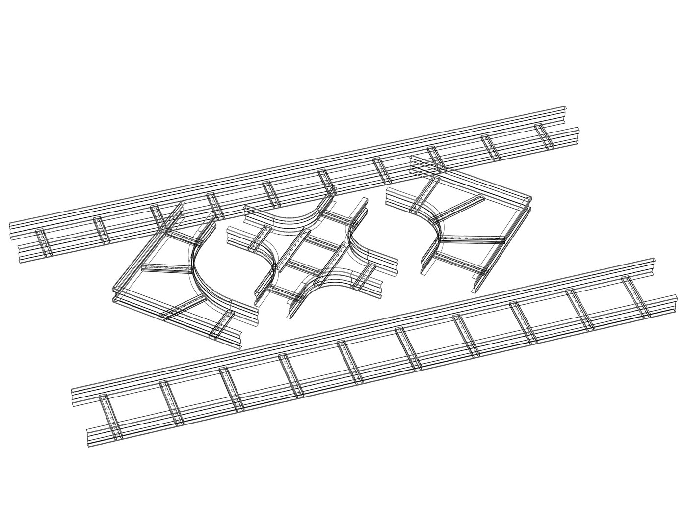 Standard Steel Ladder Type Cable Trays 3D Model - TurboSquid 2176363
