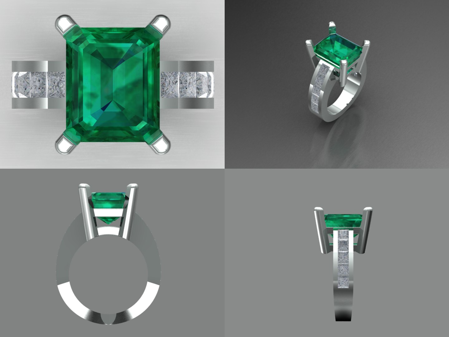 3D Model Ring Emerald Cut - TurboSquid 1203877