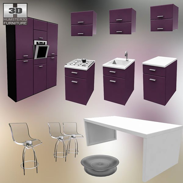 3d model kitchen set i3