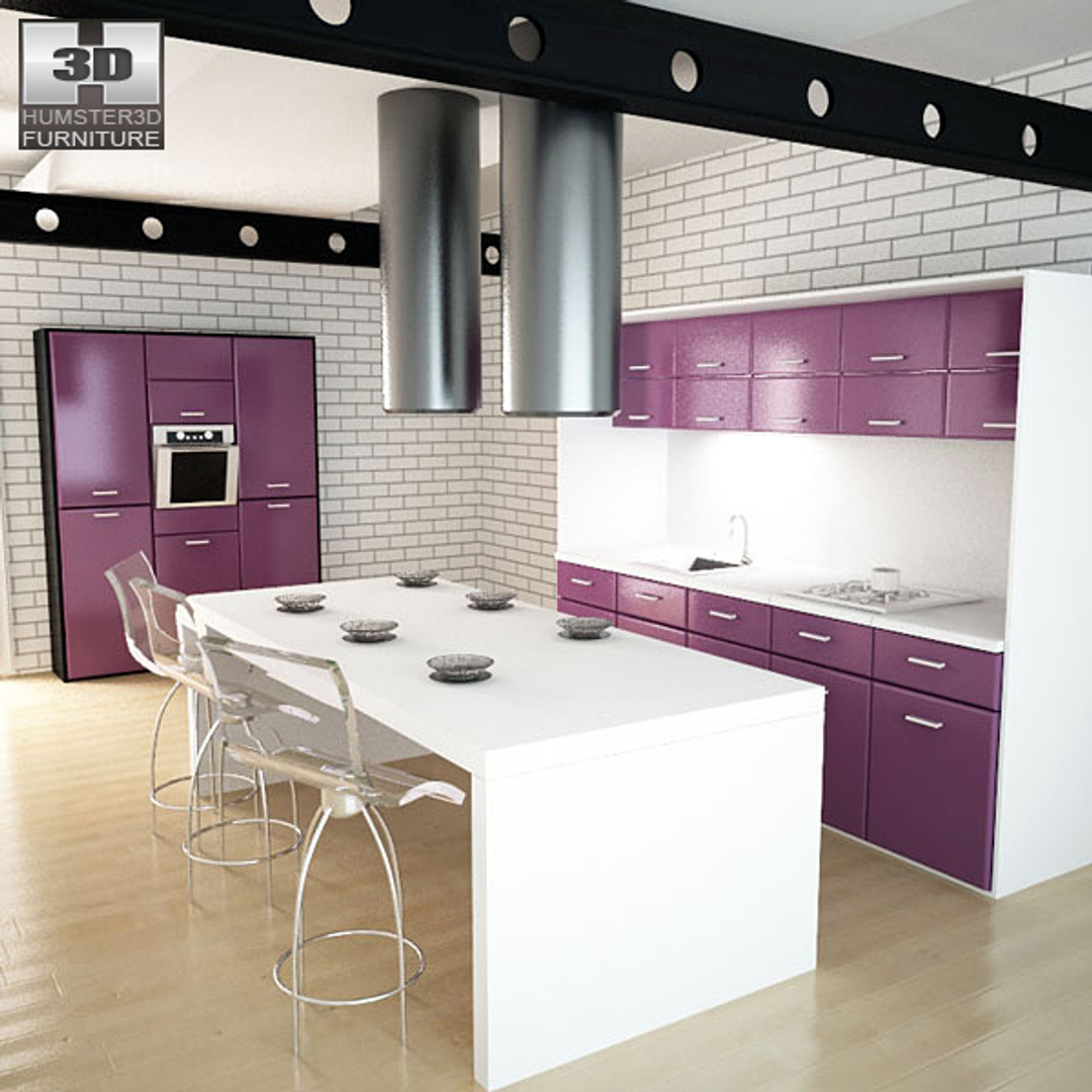 3d model kitchen set i3