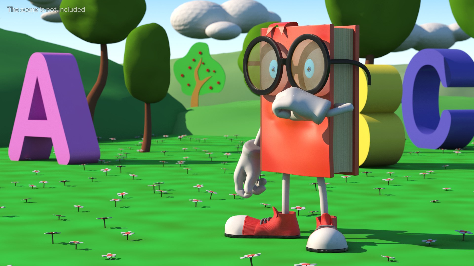 Sad Cartoon Book Red 3D Model - TurboSquid 2128351