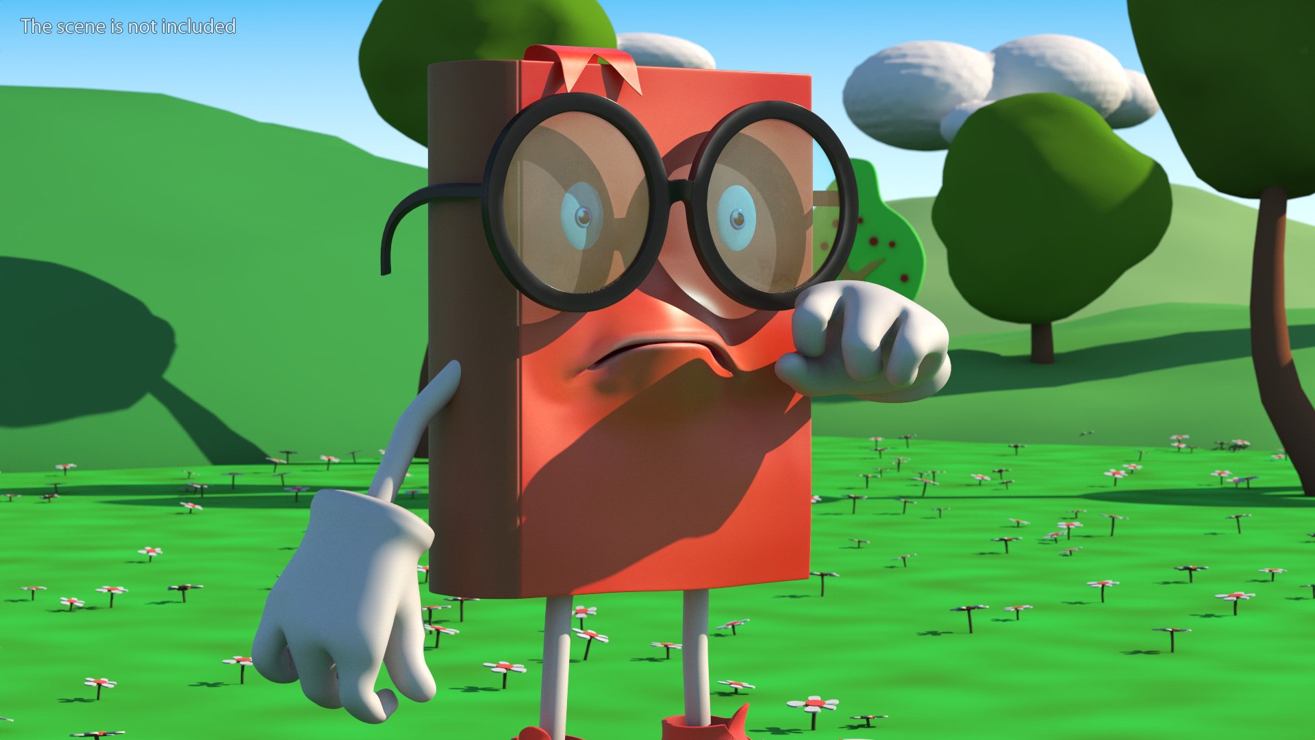 Sad Cartoon Book Red 3D Model - TurboSquid 2128351