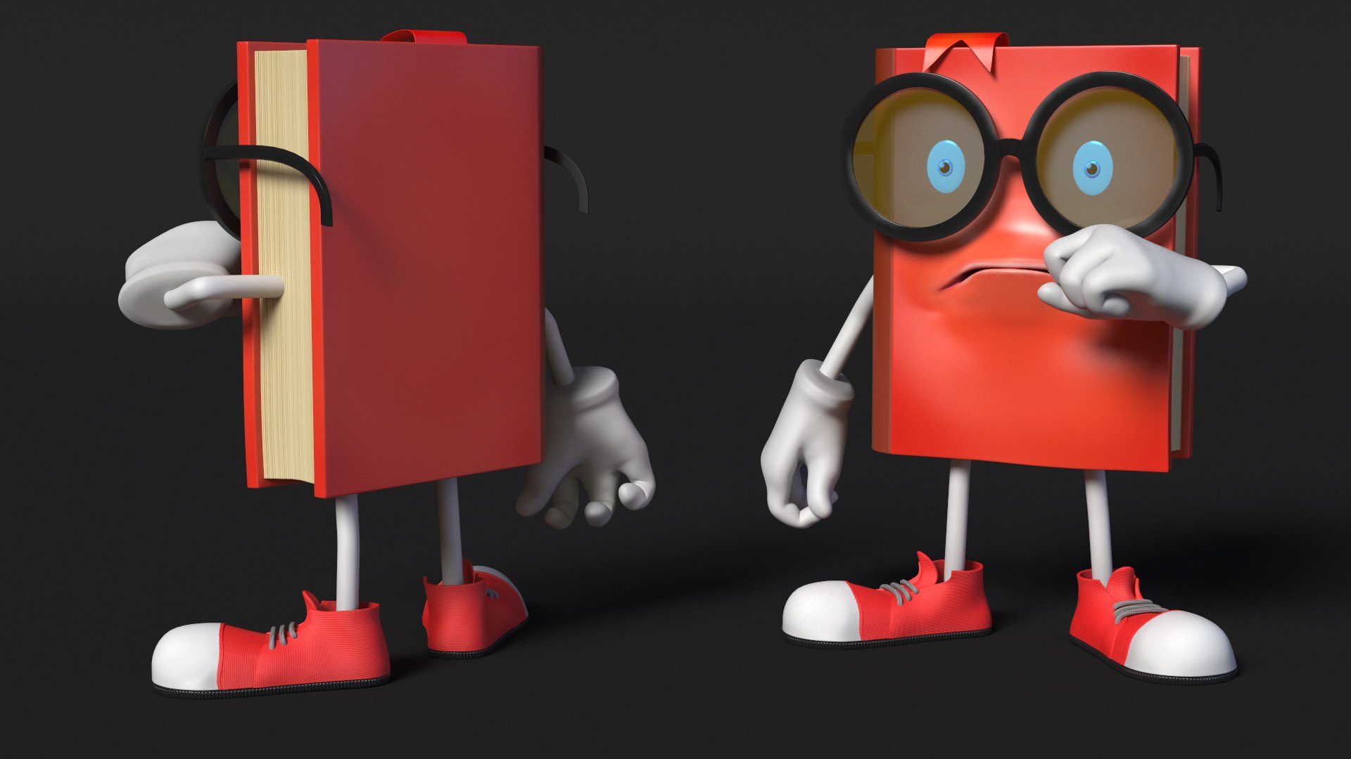 Sad Cartoon Book Red 3D Model - TurboSquid 2128351