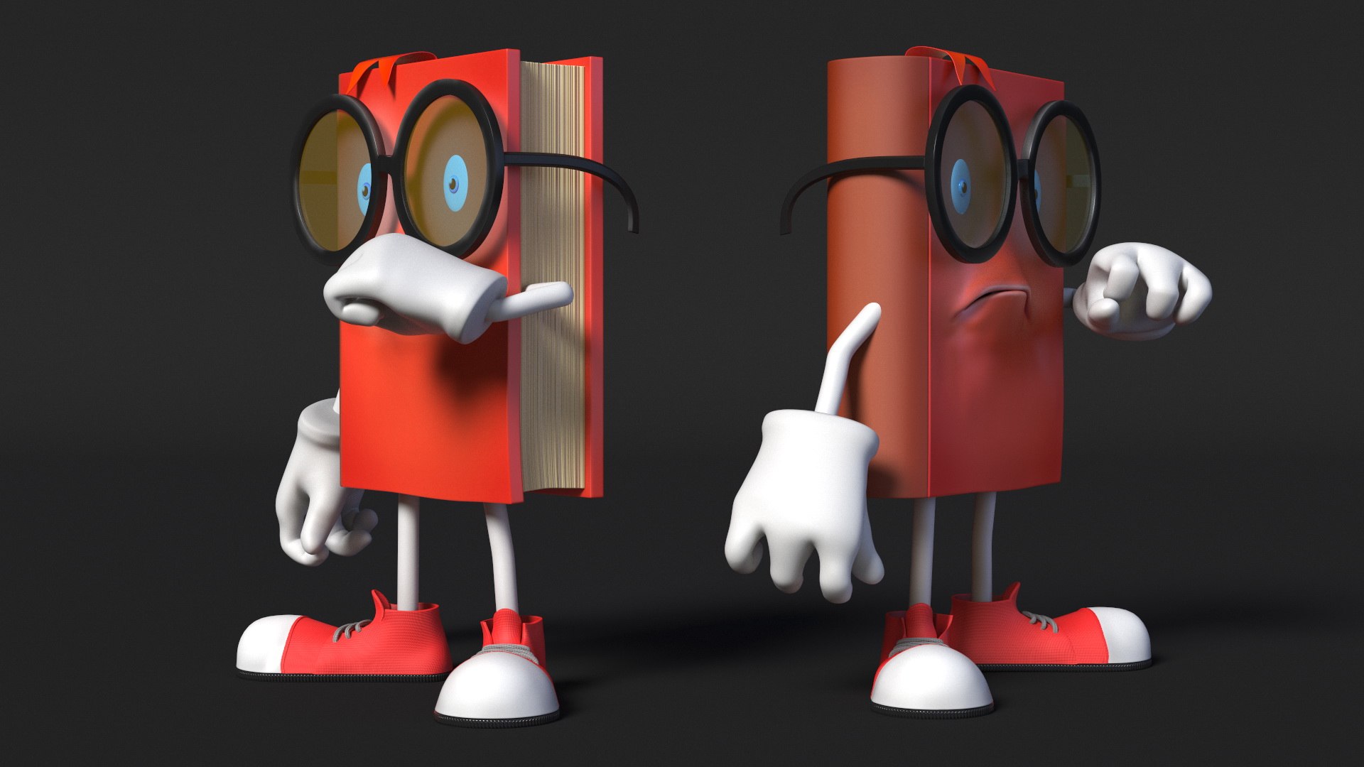 Sad Cartoon Book Red 3D Model - TurboSquid 2128351