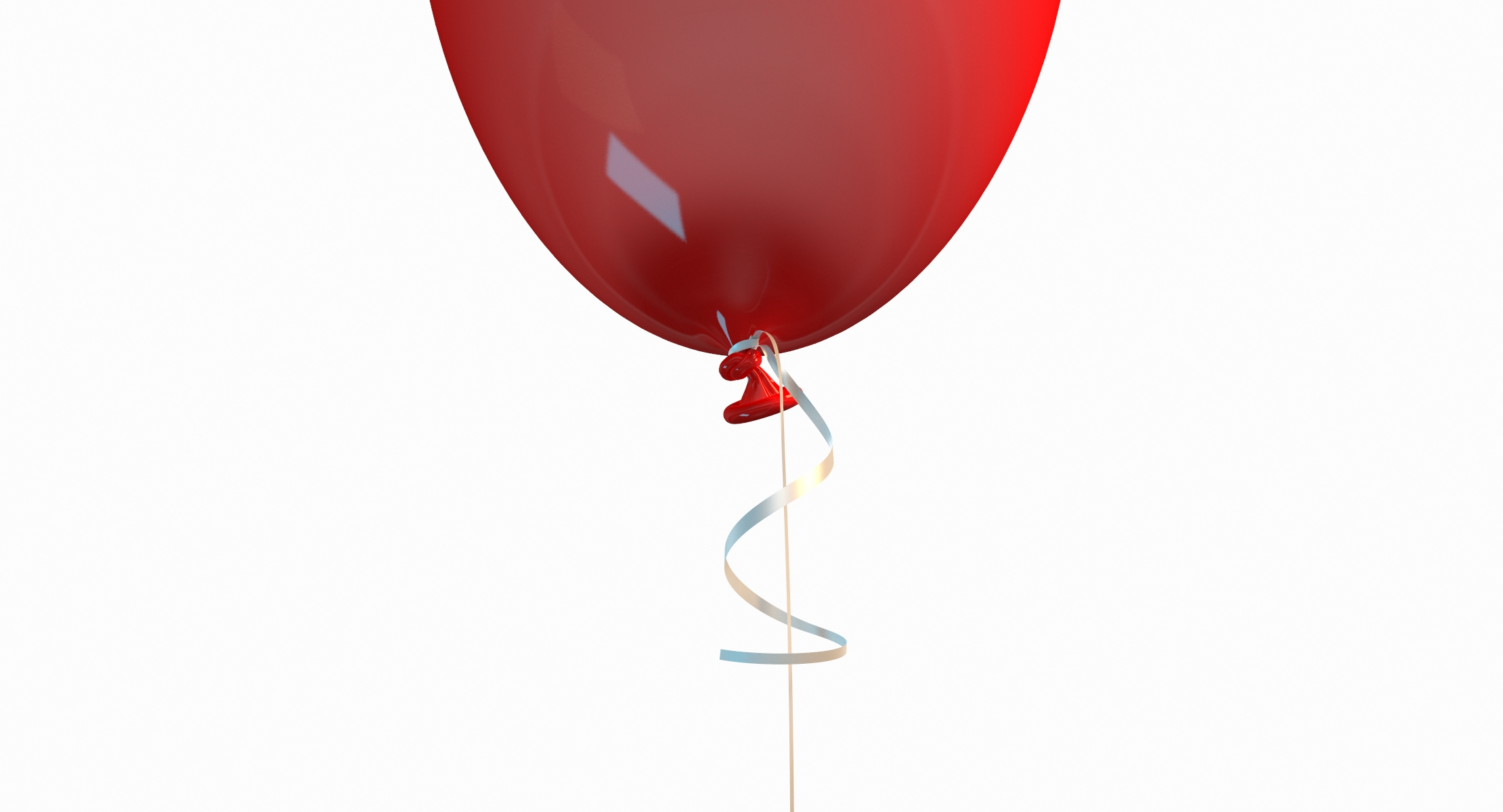 3D red balloon ribbon model - TurboSquid 1400159