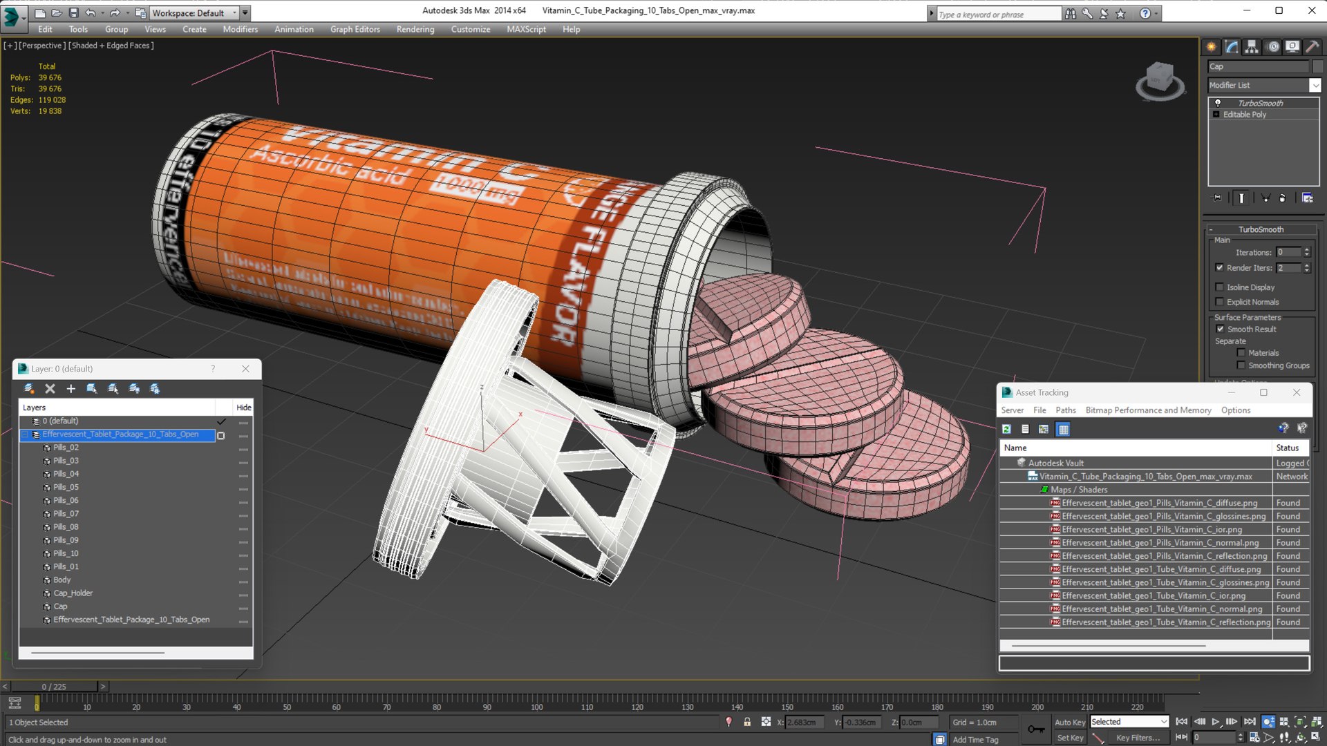 3D Vitamin C Tube Packaging 10 Tabs Open - TurboSquid 2211445