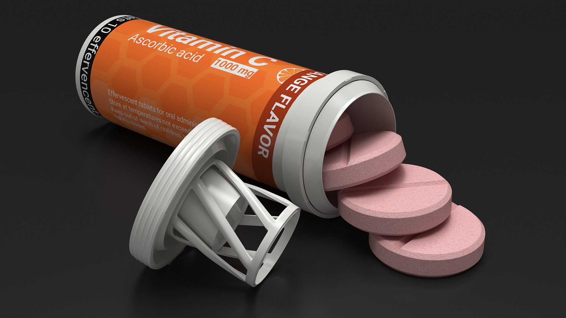 3D Vitamin C Tube Packaging 10 Tabs Open - TurboSquid 2211445