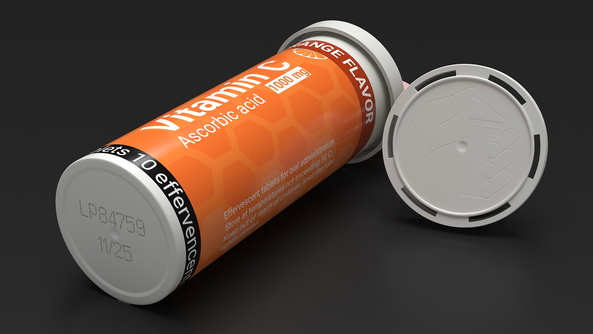 3D Vitamin C Tube Packaging 10 Tabs Open - TurboSquid 2211445
