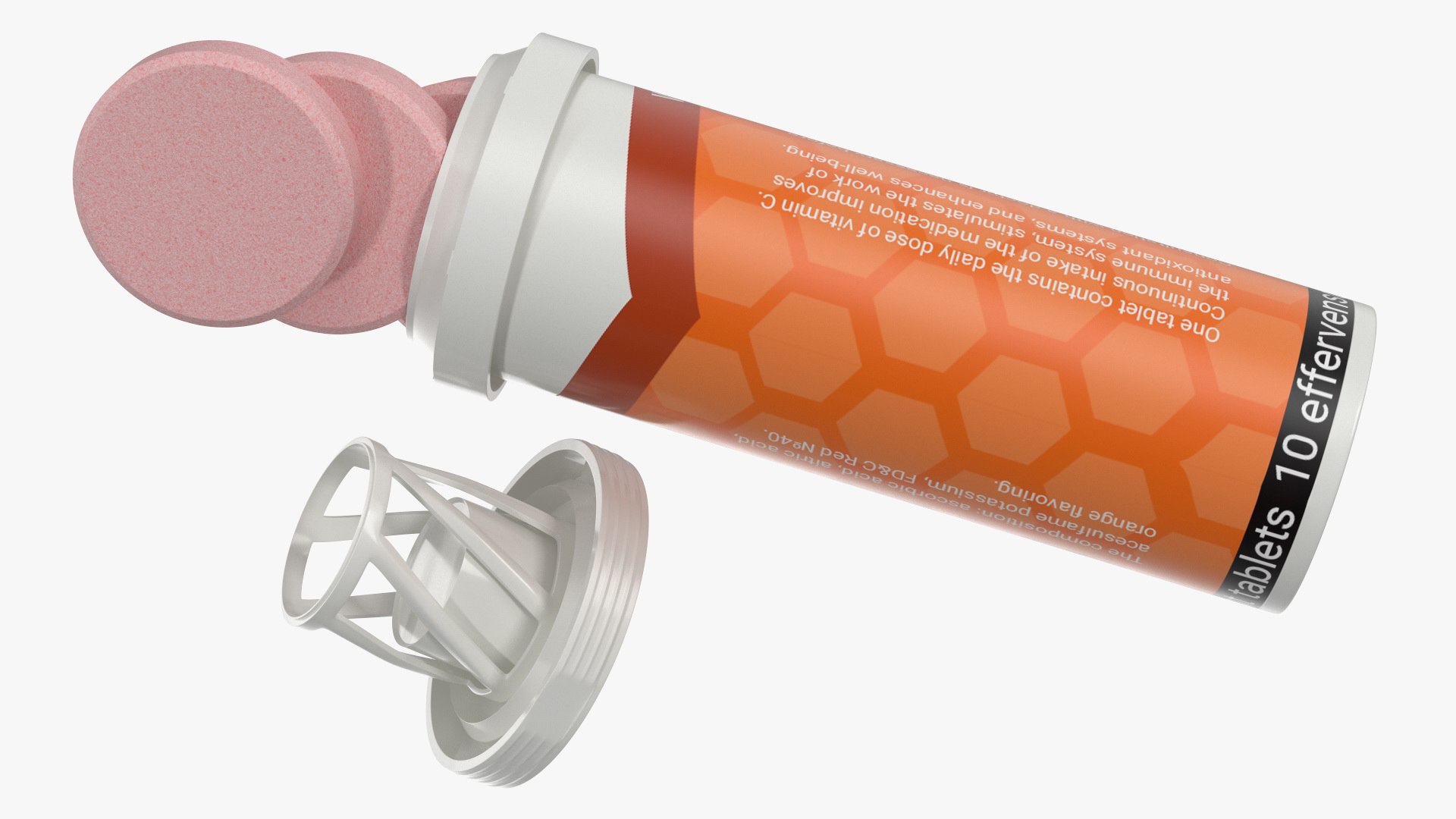 3D Vitamin C Tube Packaging 10 Tabs Open - TurboSquid 2211445