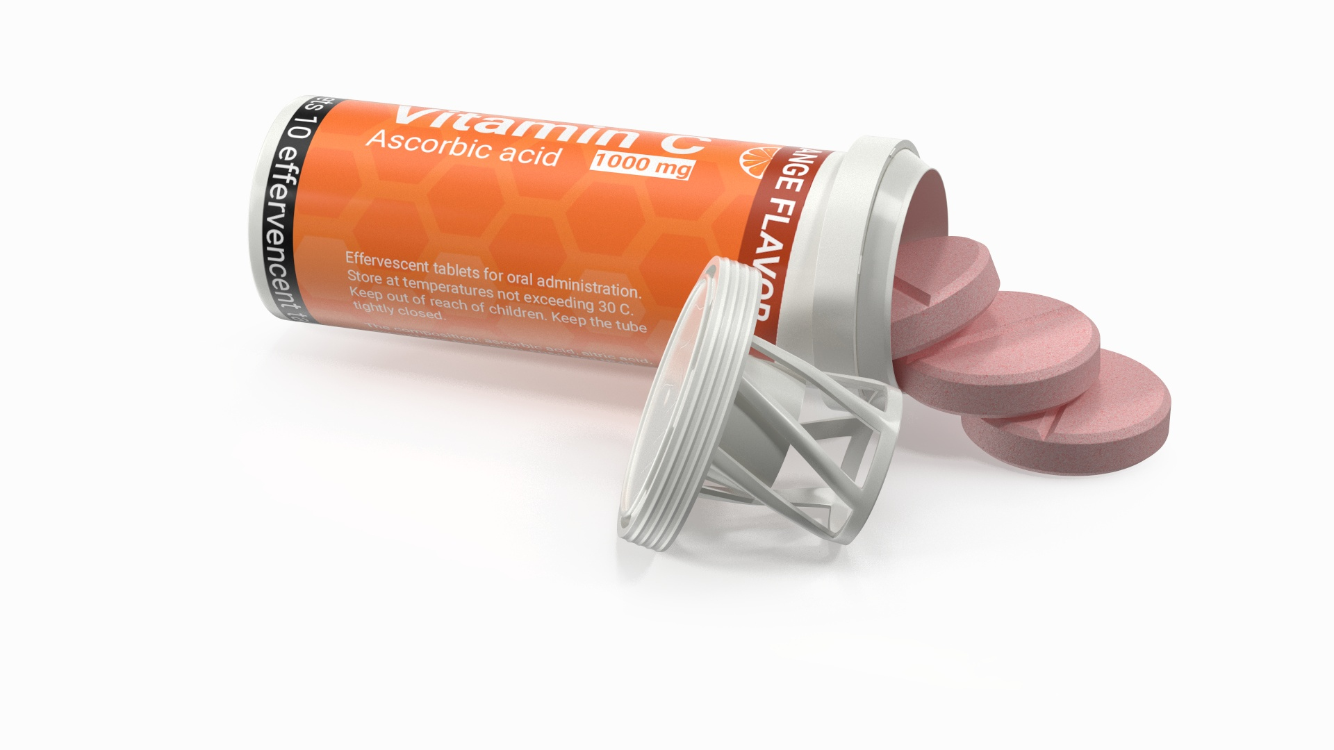 3D Vitamin C Tube Packaging 10 Tabs Open - TurboSquid 2211445
