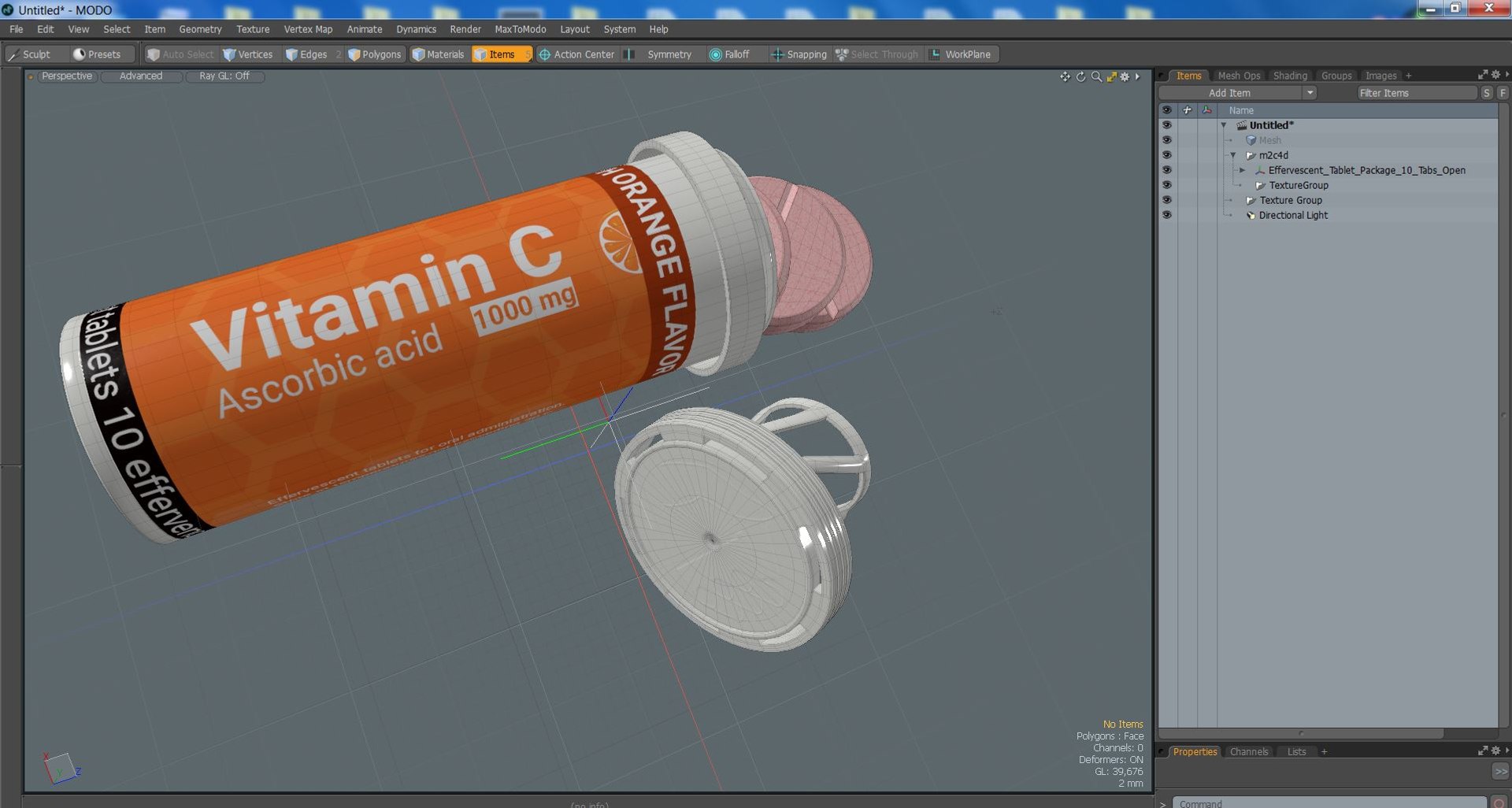 3D Vitamin C Tube Packaging 10 Tabs Open - TurboSquid 2211445