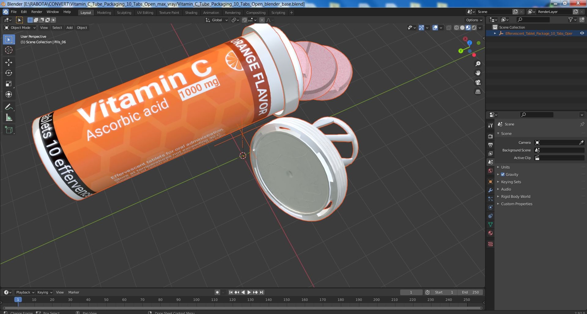 3D Vitamin C Tube Packaging 10 Tabs Open - TurboSquid 2211445