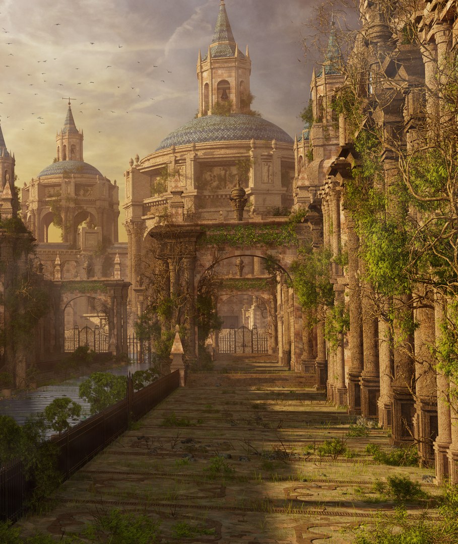 3D Ancient Abandoned Palace - TurboSquid 1996293