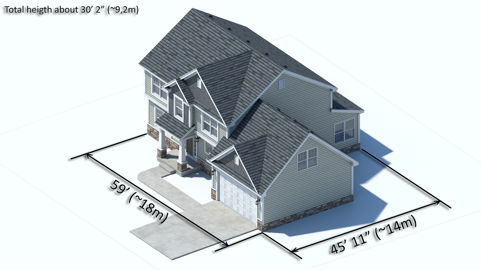 3D Classic American House Model - TurboSquid 1458021