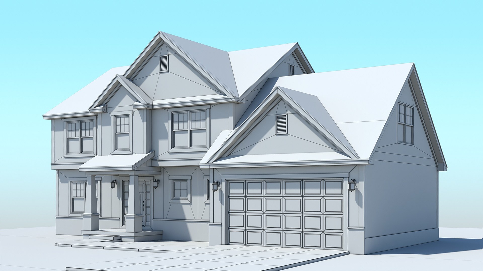 3D Classic American House Model - TurboSquid 1458021