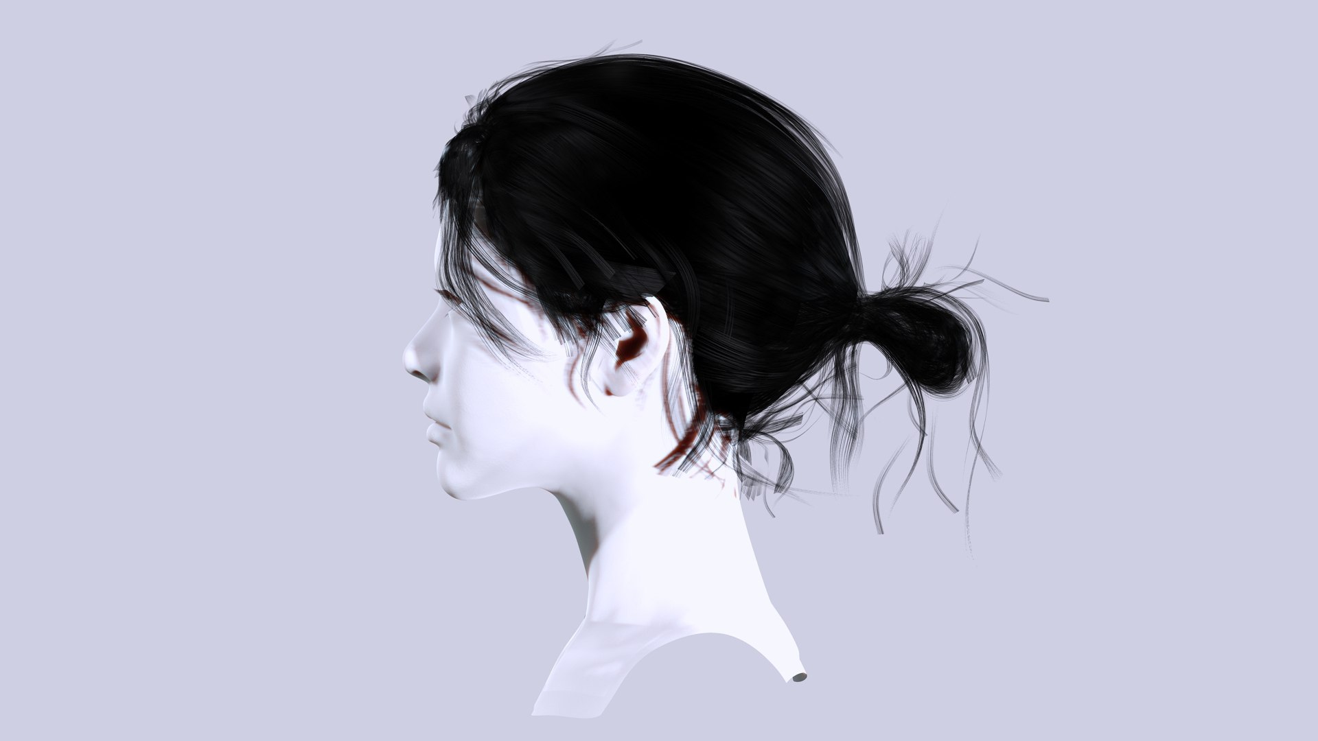 3D Female Hair - Messy Bun classic Hairstyle Low-poly model ...