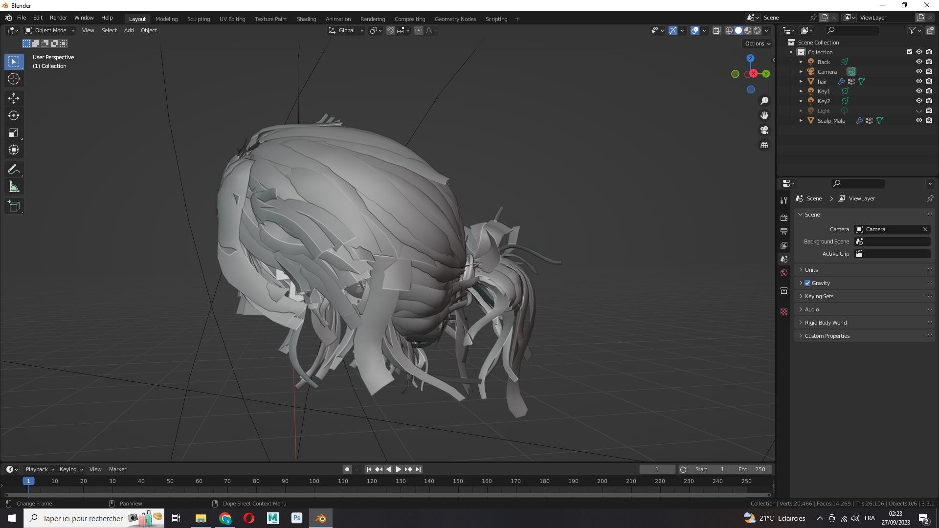 3D Female Hair - Messy Bun classic Hairstyle Low-poly model ...