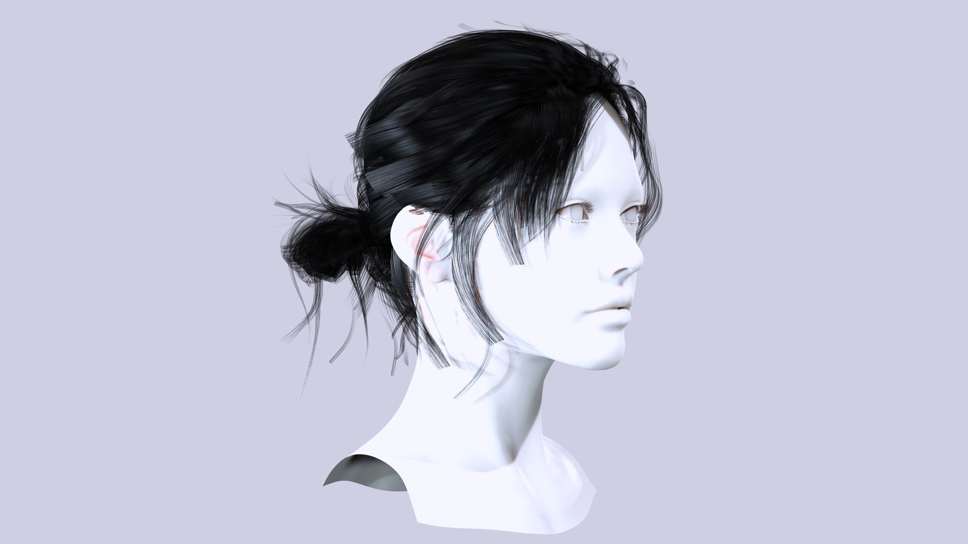 3D Female Hair - Messy Bun classic Hairstyle Low-poly model ...