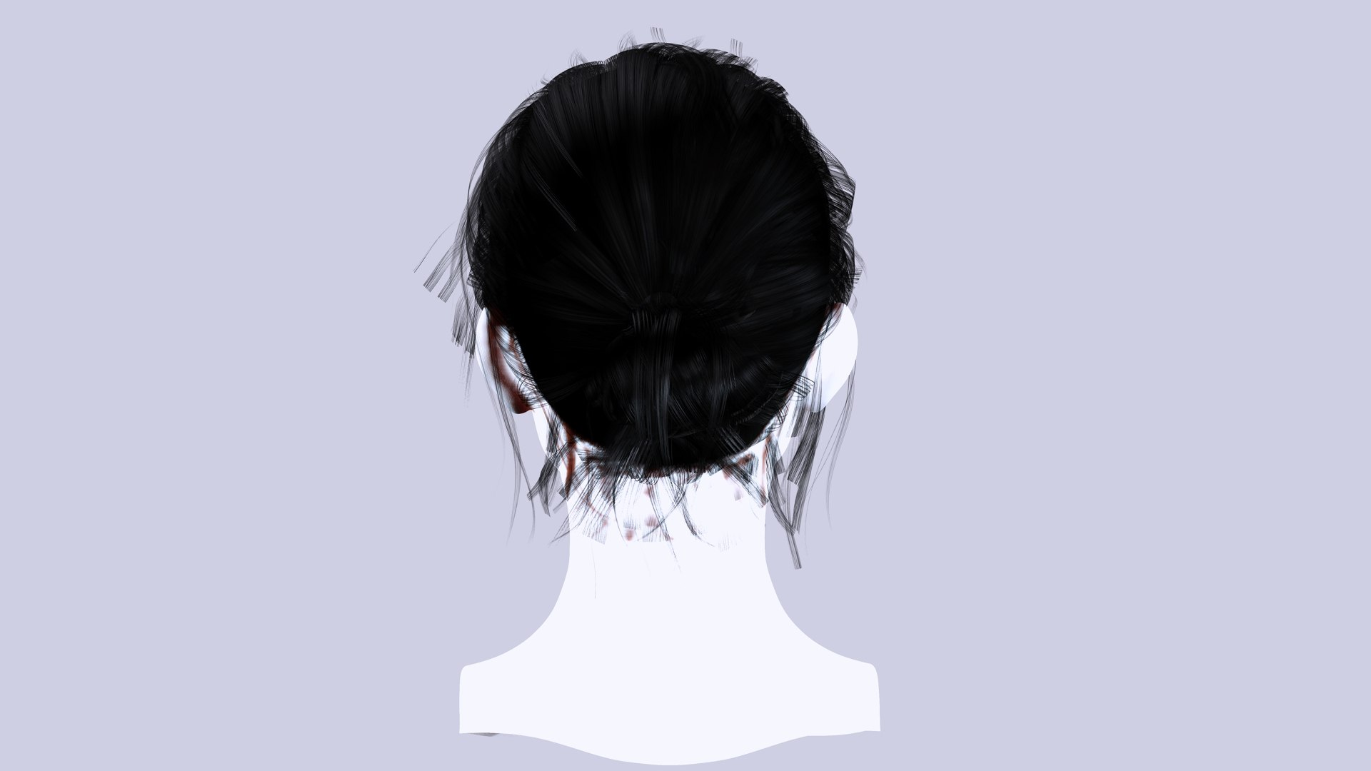 3D Female Hair - Messy Bun classic Hairstyle Low-poly model ...