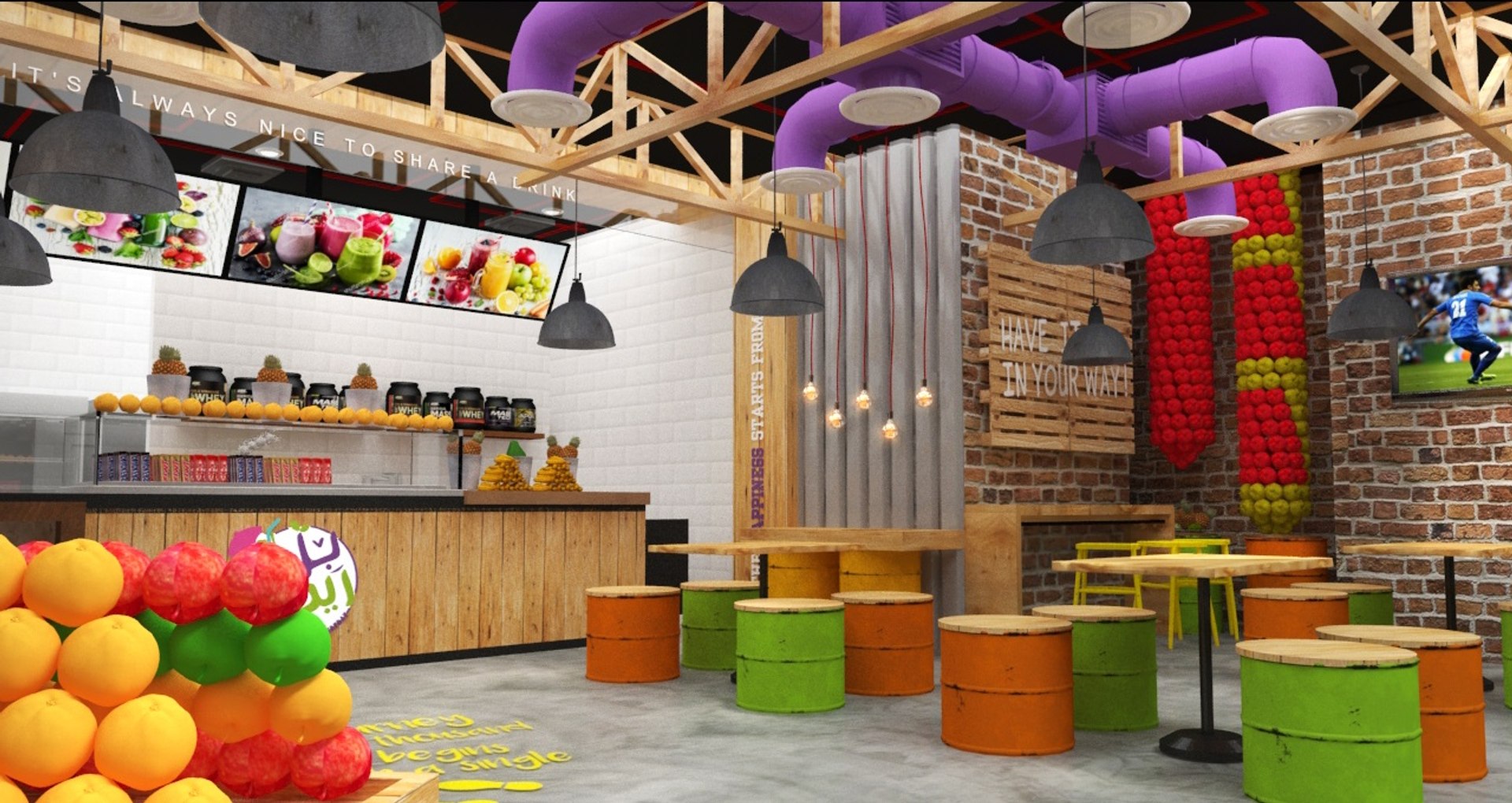 Juice Store Interior Scene Model - TurboSquid 1350176