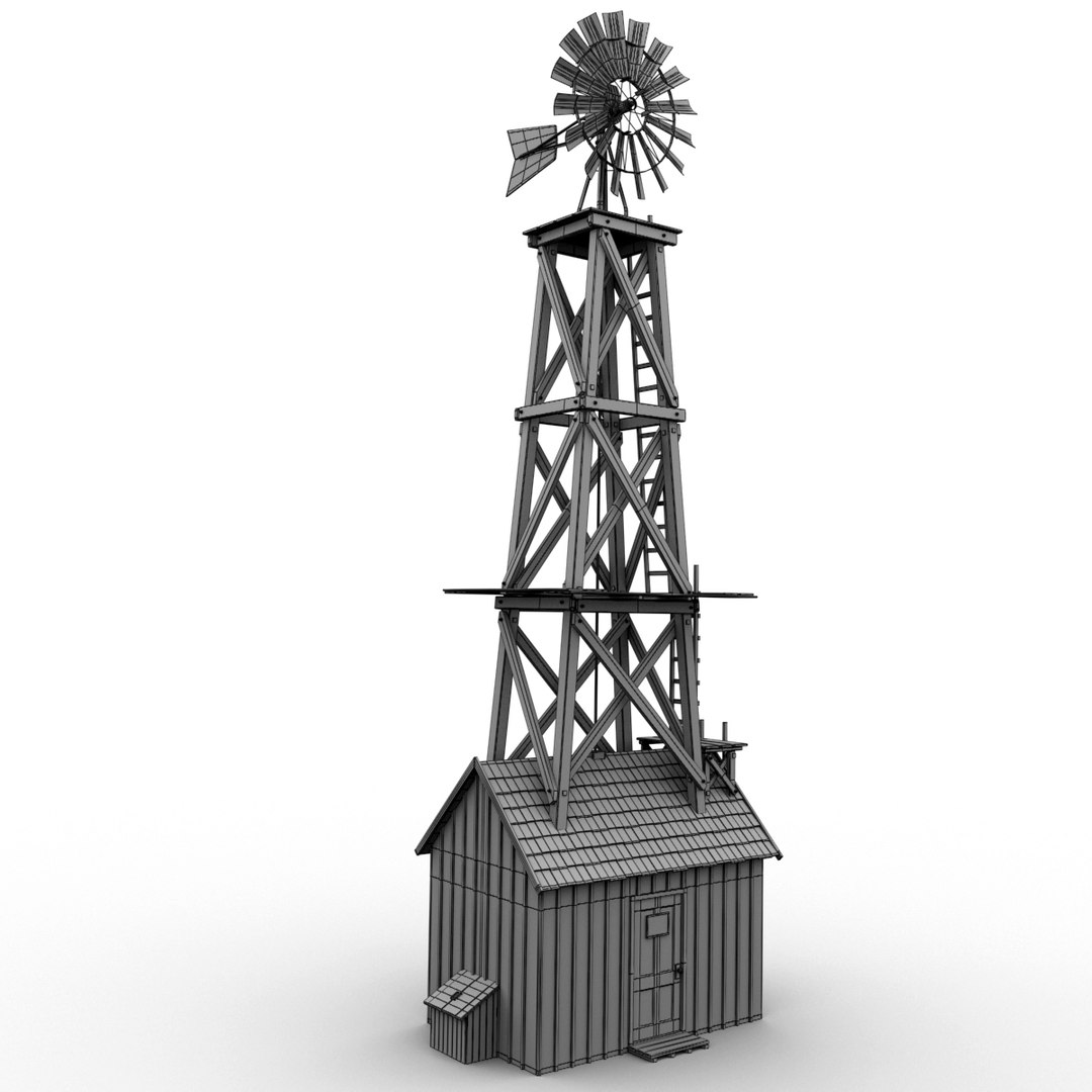 3d farm building windmill wind model