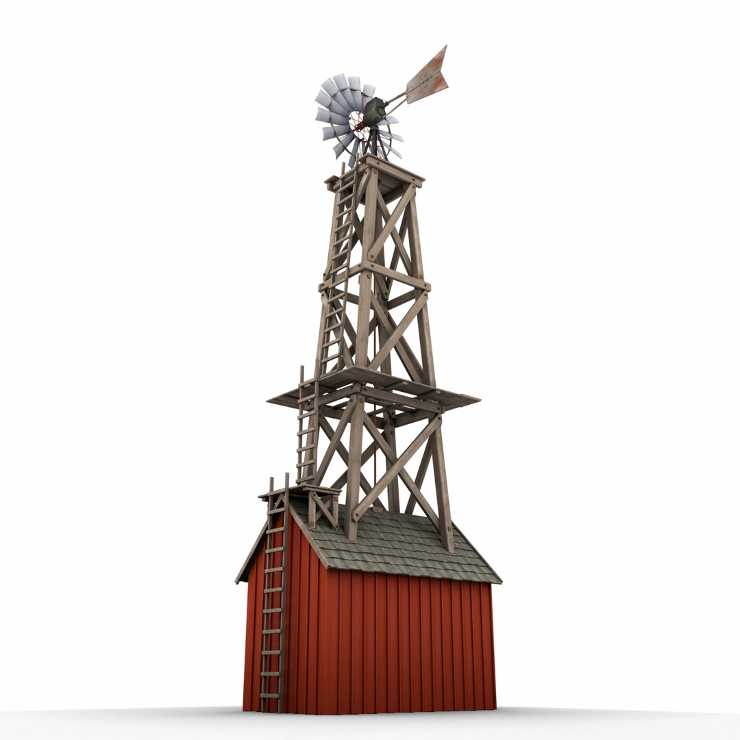 3d farm building windmill wind model