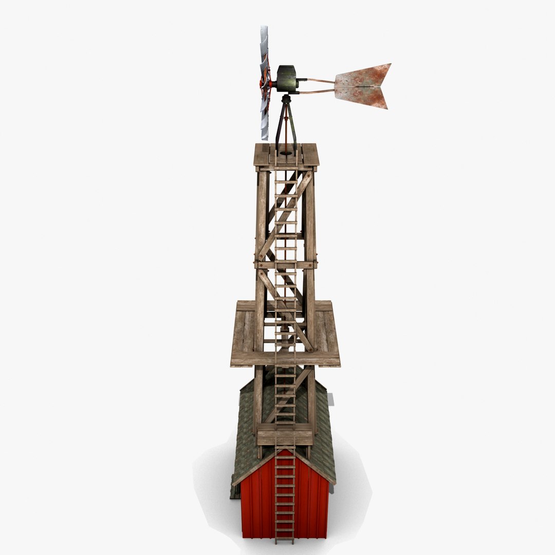3d farm building windmill wind model