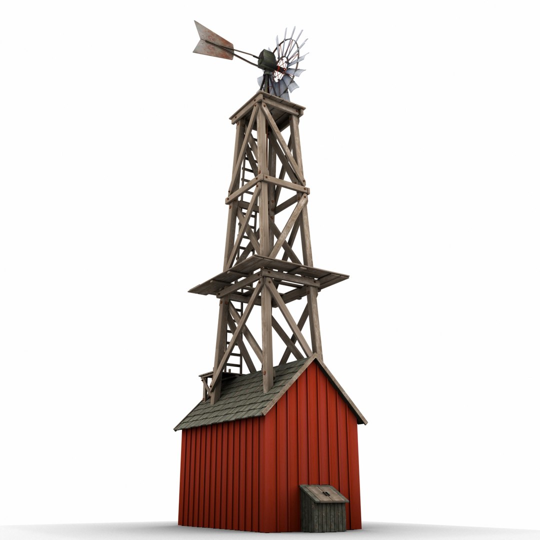 3d farm building windmill wind model