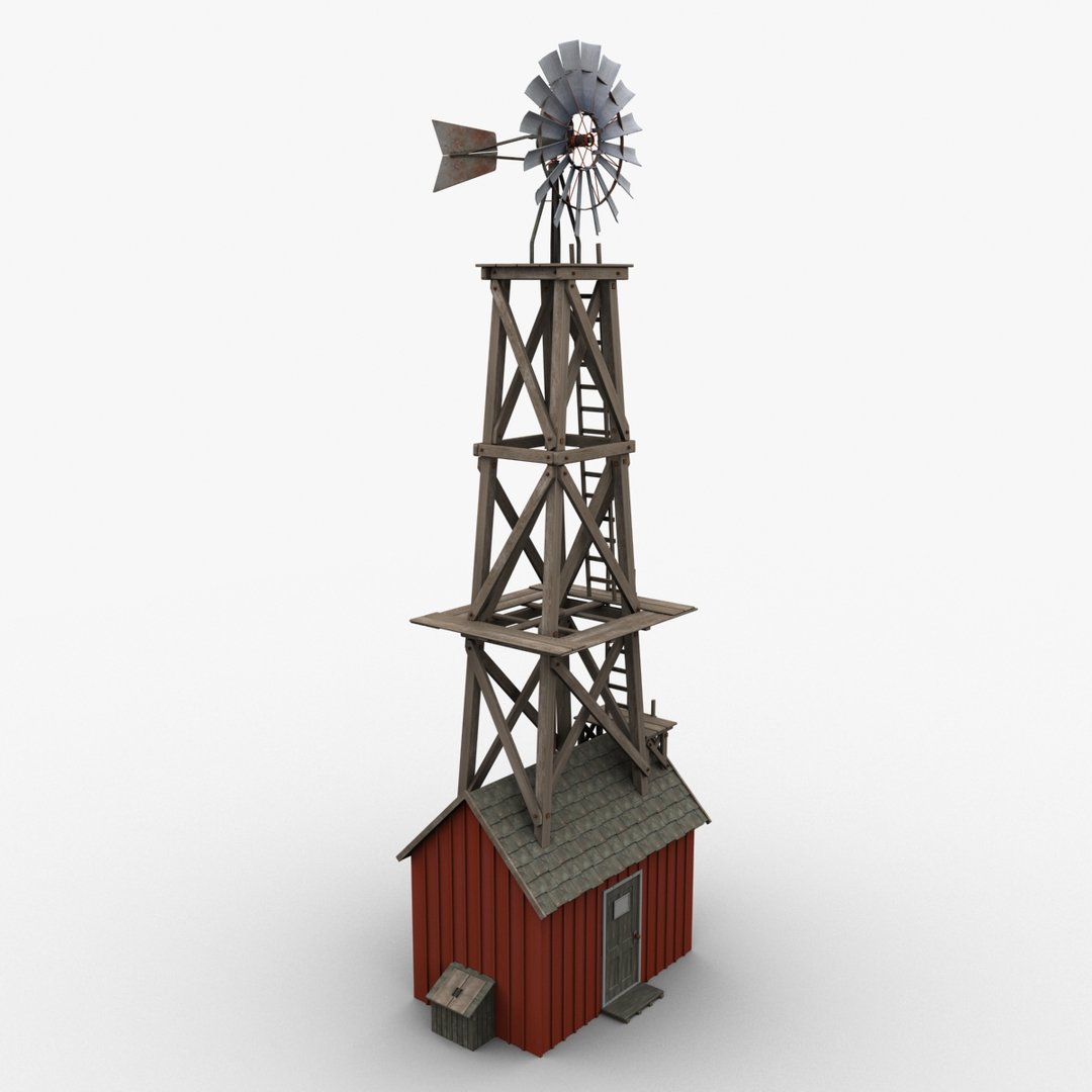 3d farm building windmill wind model