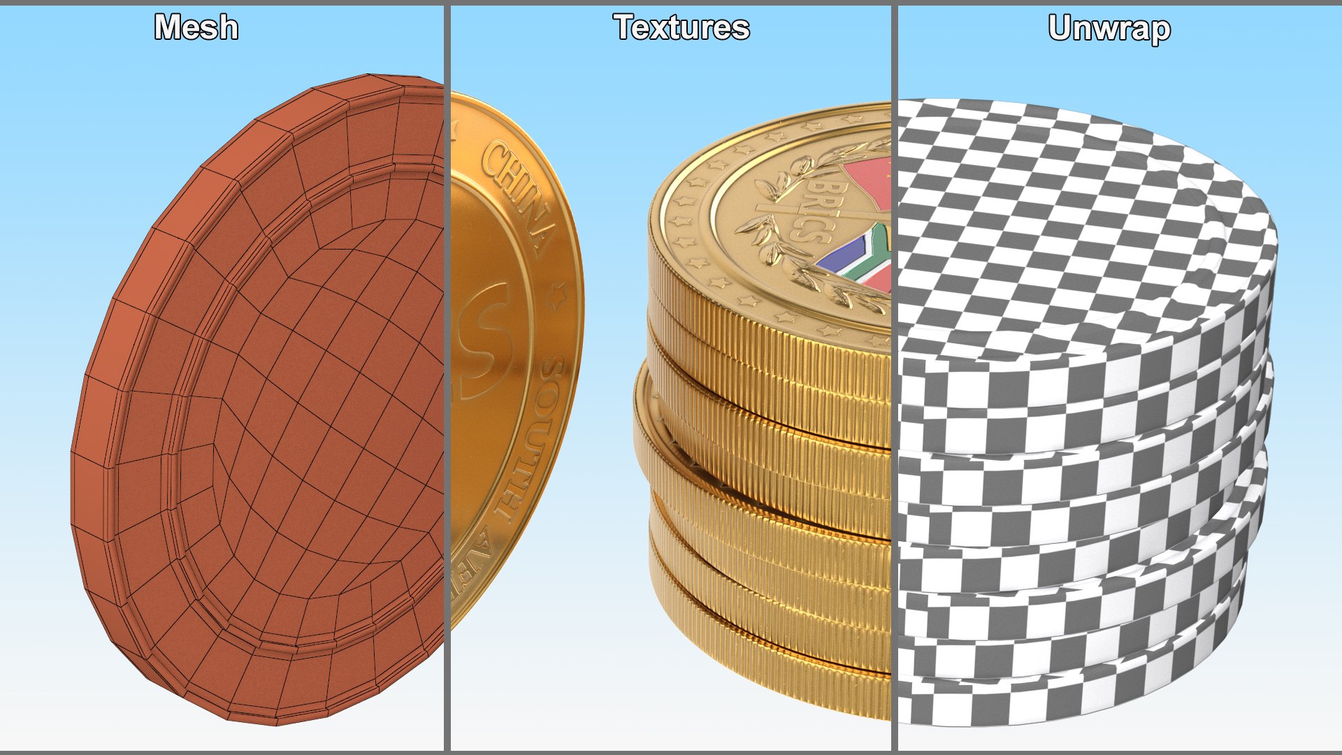 3D Pile Of BRICS Coins Model - TurboSquid 2341182