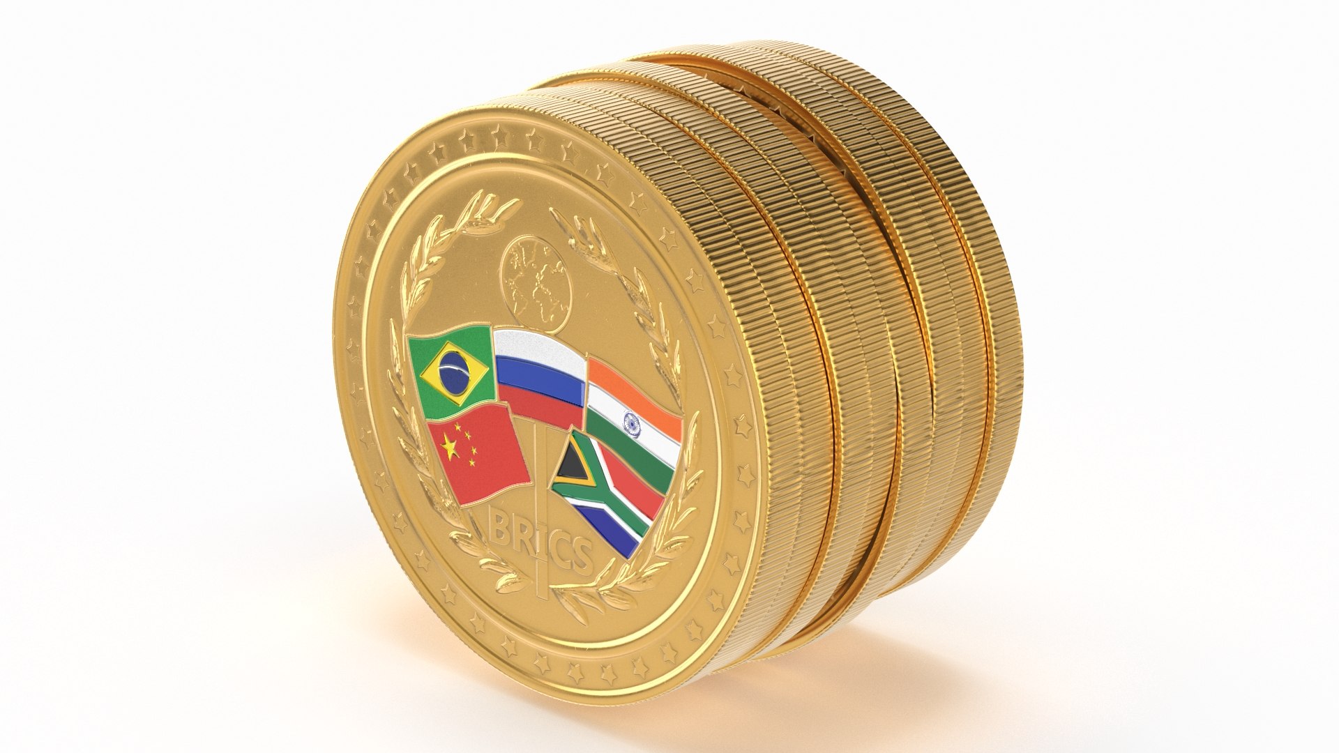 3D Pile Of BRICS Coins Model - TurboSquid 2341182