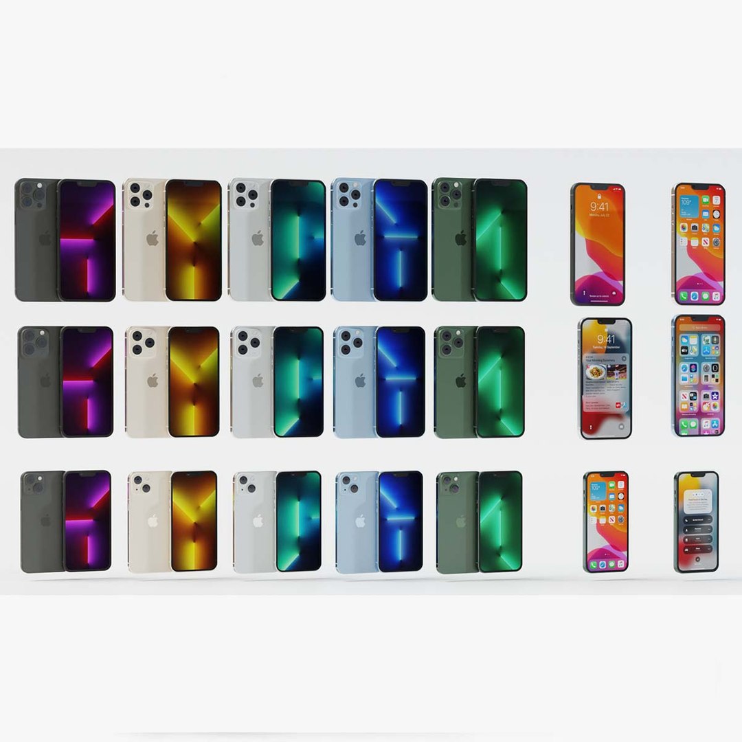 3D Iphone 13 Mobile All Versions Phone High-quality All Colors ...
