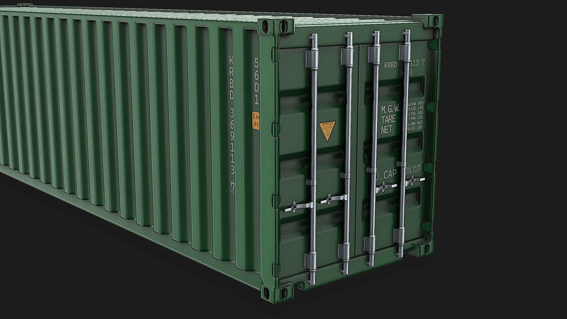40ft Shipping Container - Green 3D Model - TurboSquid 2152001