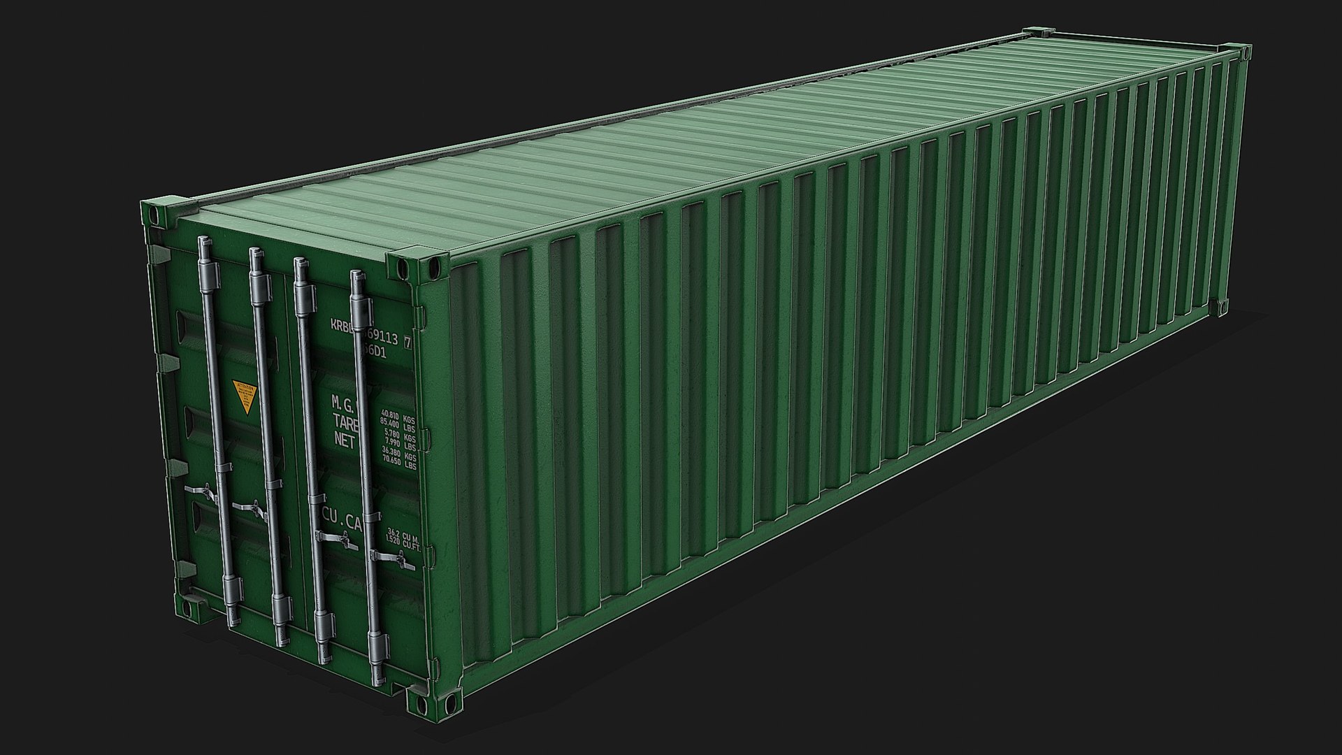 40ft Shipping Container - Green 3D Model - TurboSquid 2152001