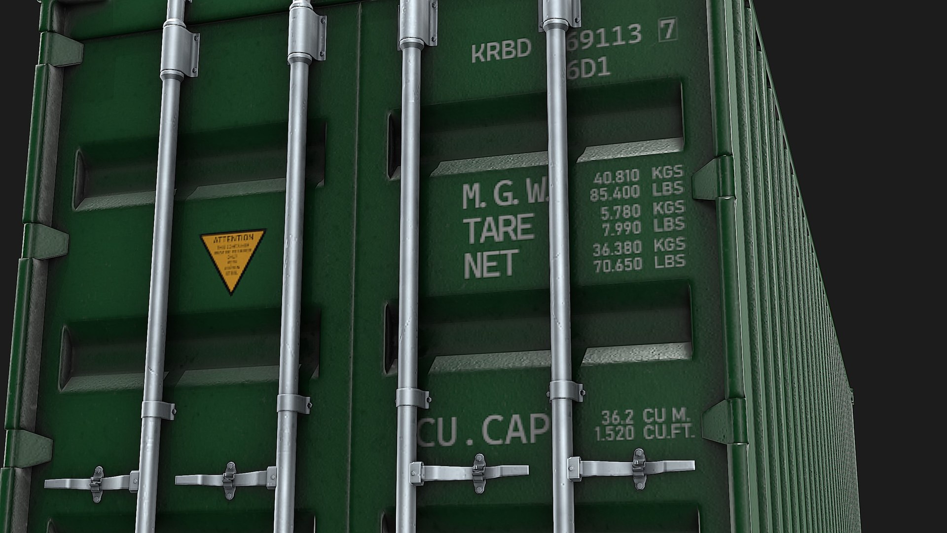 40ft Shipping Container - Green 3D Model - TurboSquid 2152001