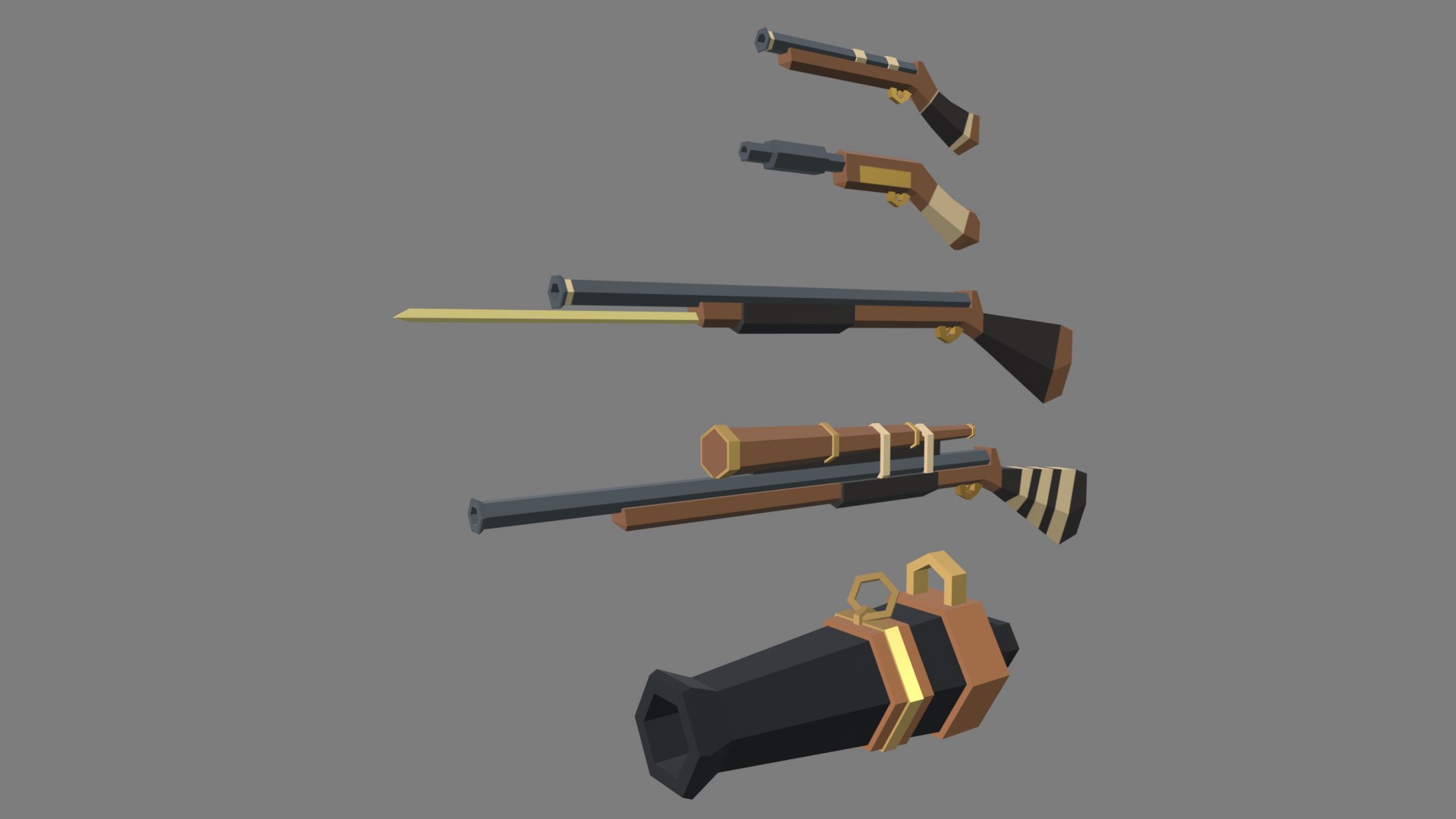 Stylized Guns Lowpoly 3D Model - TurboSquid 2407636