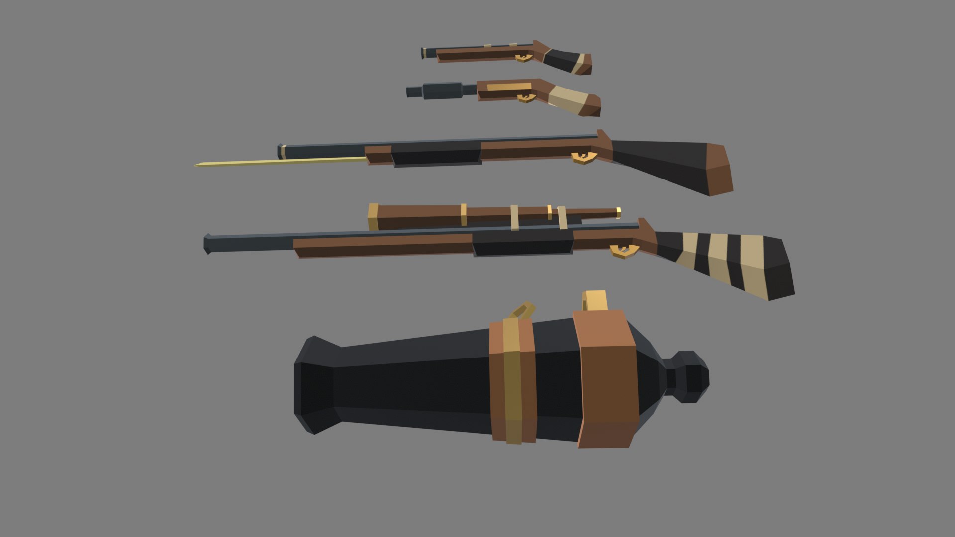 Stylized Guns Lowpoly 3D Model - TurboSquid 2407636