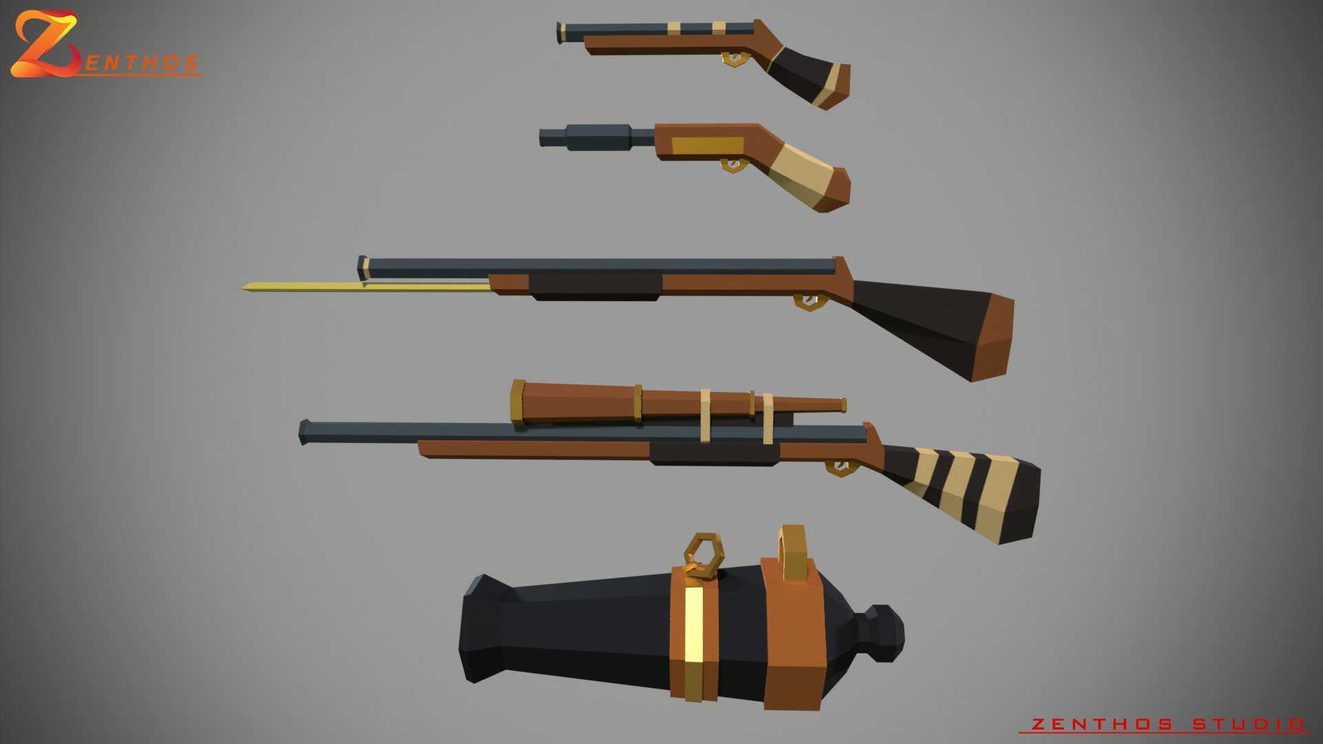 Stylized Guns Lowpoly 3D Model - TurboSquid 2407636